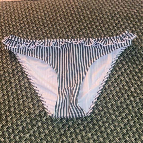 SOLID & STRIPED | Swim | Solid Striped Green And White Stripes Ruffle ...
